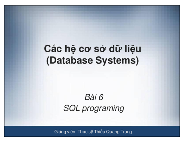 (PDF) Các hệ cơ sở dữ liệu (Database Systems) Bài 6 SQL programing ...