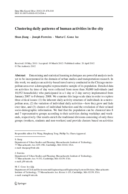 (PDF) Clustering daily patterns of human activities in the city | Shan ...