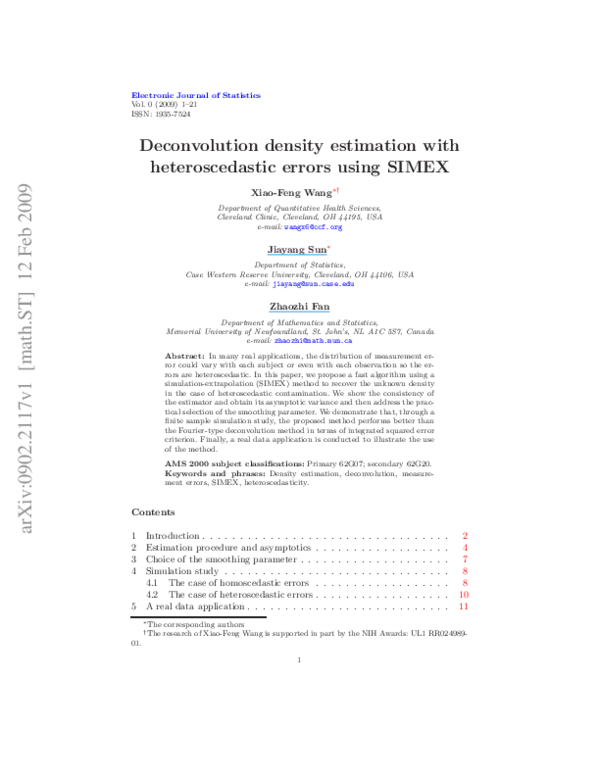 Pdf Deconvolution Density Estimation With Heteroscedastic Errors
