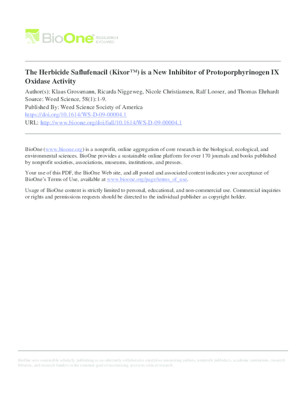 (PDF) The Herbicide Saflufenacil (Kixor™) is a New Inhibitor of ...