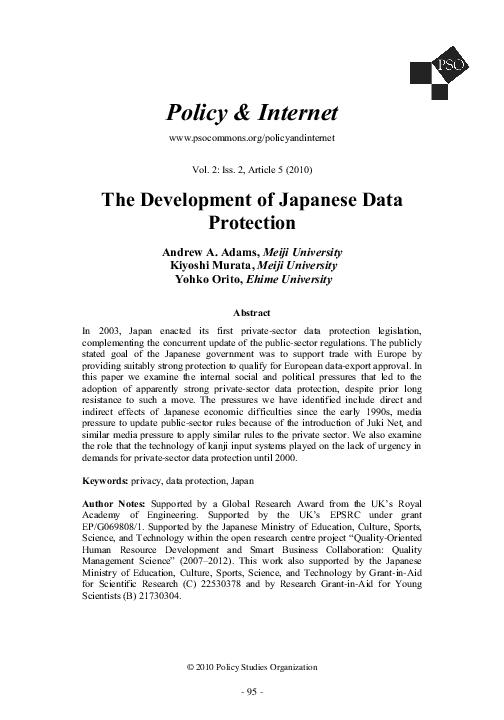 (PDF) The Development of Japanese Data Protection