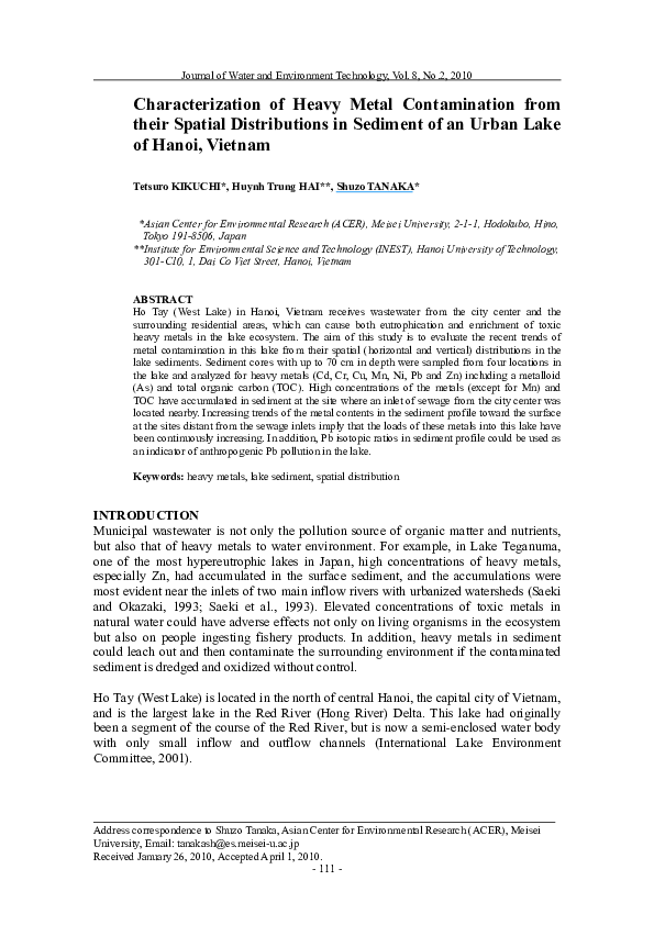 (PDF) Characterization of Heavy Metal Contamination from their Spatial ...