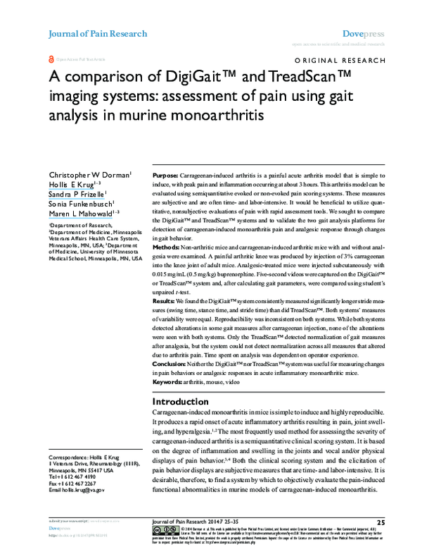(PDF) A comparison of DigiGait™ and TreadScan™ imaging systems ...