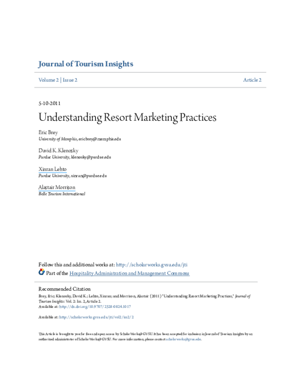 (PDF) Understanding Resort Marketing Practices