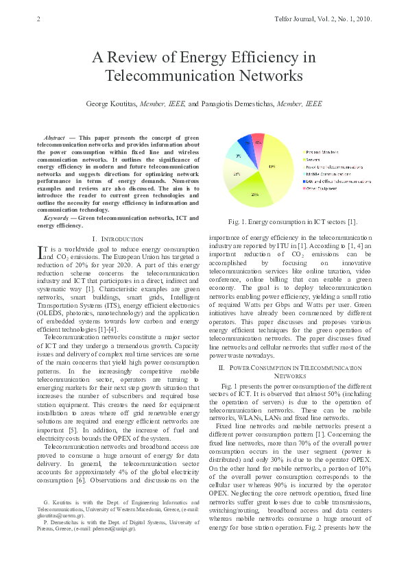 (PDF) A Review of Energy Efficiency in Telecommunication Networks