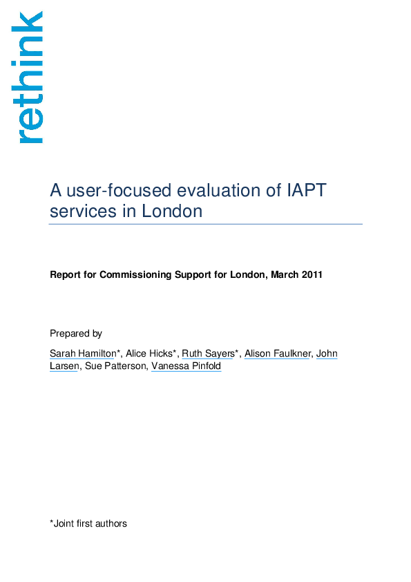 (PDF) A user-focused evaluation of IAPT services in London