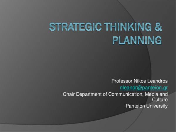 (PPT) STRATEGIC THINKING AND PLANNING