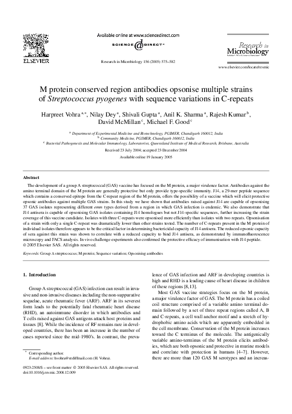 (PDF) M protein conserved region antibodies opsonise multiple strains ...