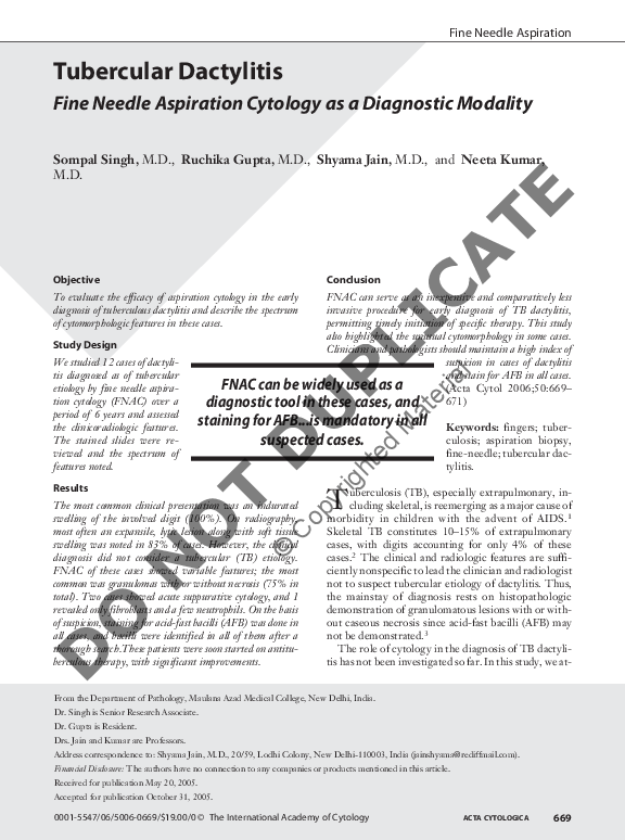 (PDF) Tubercular Dactylitis | Shyama Jain - Academia.edu