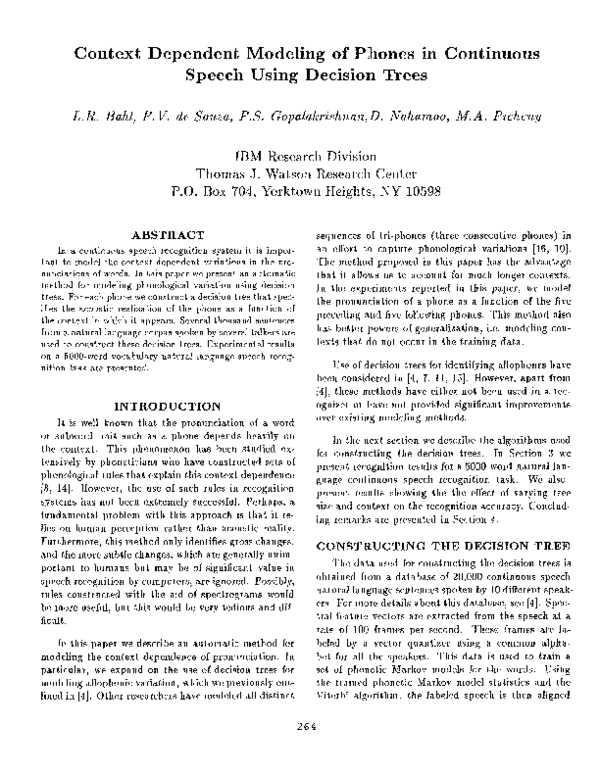 (PDF) Context dependent modeling of phones in continuous speech using decision trees