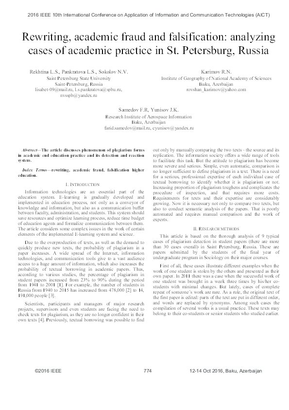 (PDF) Rewriting, academic fraud and falsification: analyzing cases of ...