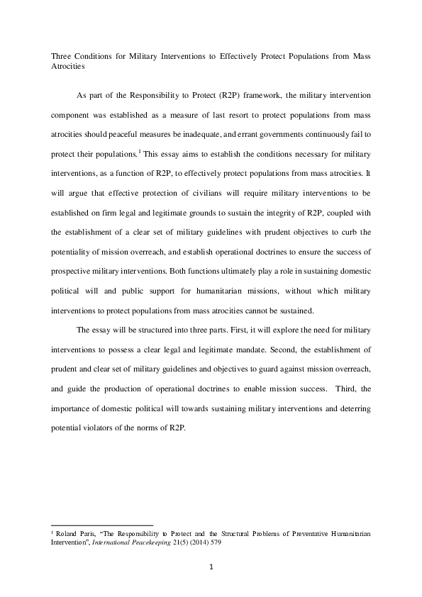 (DOC) Three Conditions for Military Interventions to Effectively ...