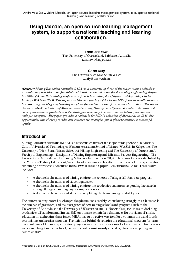 (PDF) Using Moodle, an open source learning management system, to support a national teaching ...