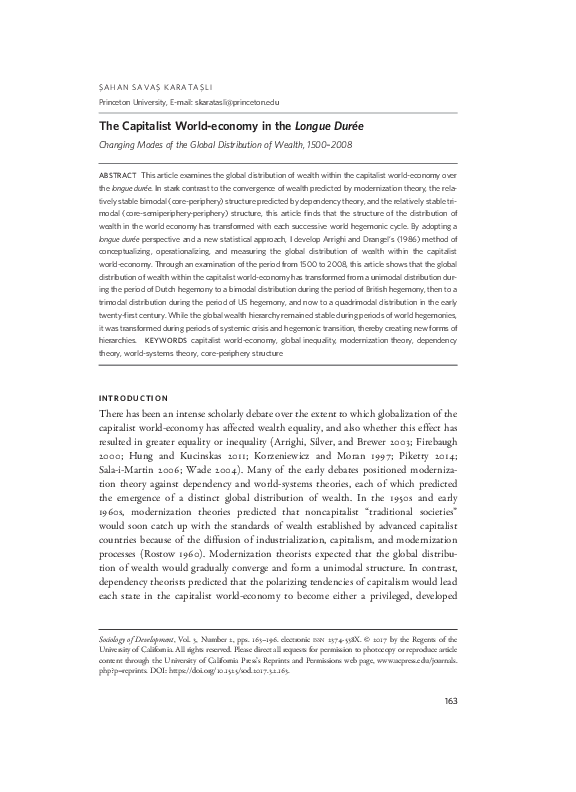 (PDF) The Capitalist World-Economy in the Longue Durée: Changing Modes ...