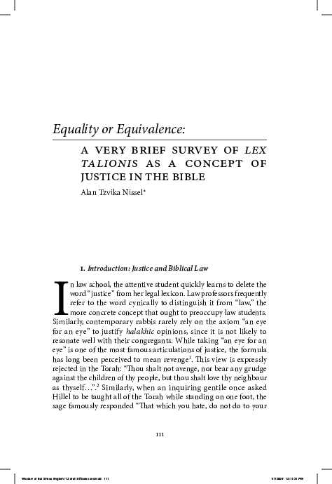 (PDF) Equality or Equivalence: A Very Brief Survey of Lex Talionis as a ...