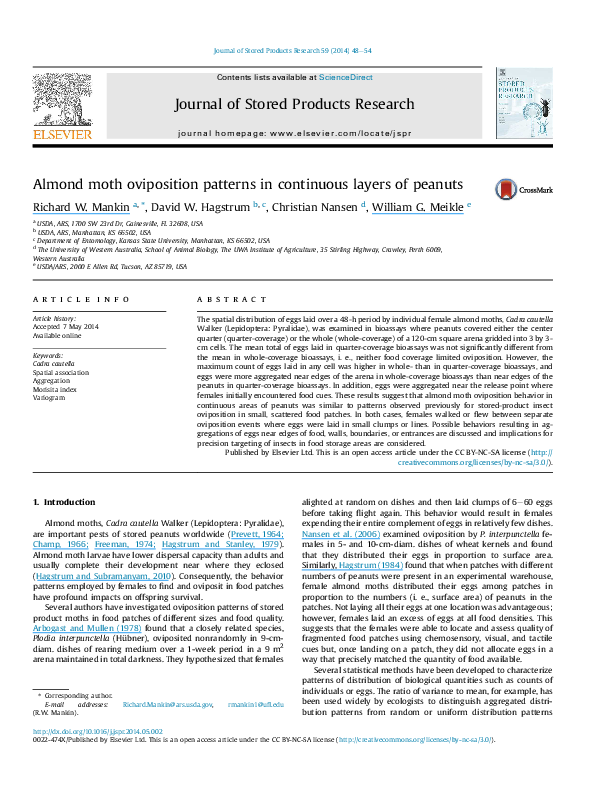 (PDF) Almond moth oviposition patterns in continuous layers of peanuts ...