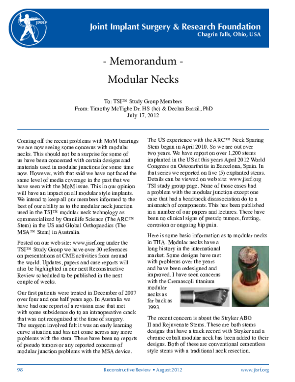 (PDF) Memorandum - Modular Necks