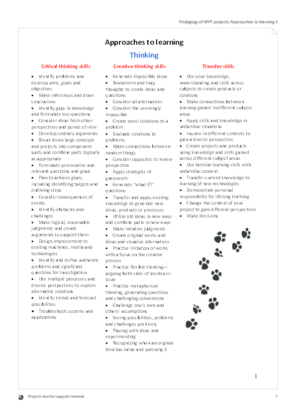 (PDF) Projects teacher support material Pedagogy of MYP projects ...