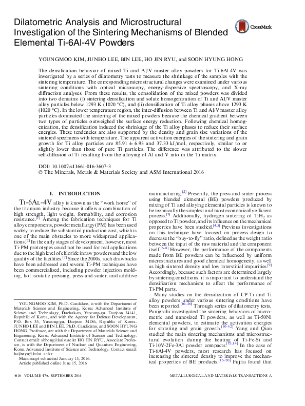 (PDF) Dilatometric Analysis and Microstructural Investigation of the ...