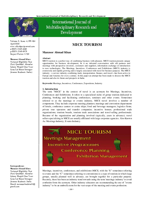(PDF) MICE TOURISM