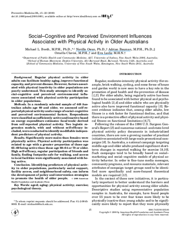 (PDF) Social–Cognitive and Perceived Environment Influences Associated ...
