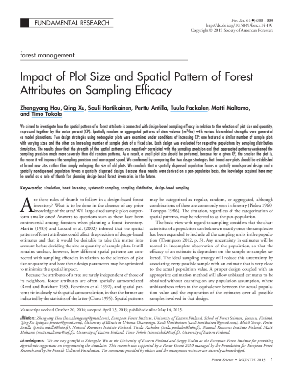 Pdf Impact Of Plot Size And Spatial Pattern Of Forest Attributes On