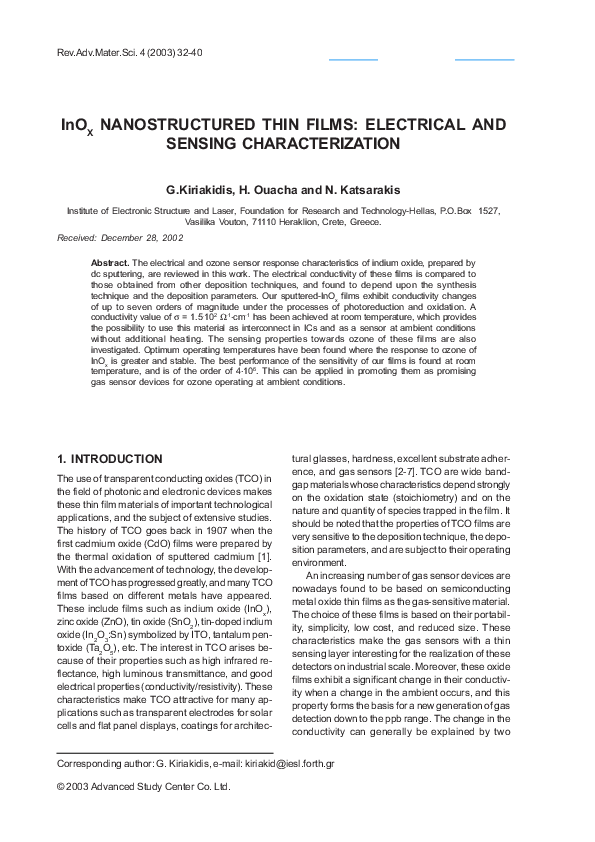 (PDF) Nanostructured Thin Films: Electrical and Sensing Characterization