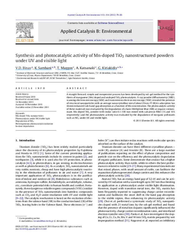 (PDF) Synthesis and photocatalytic activity of Mn-doped TiO2 ...