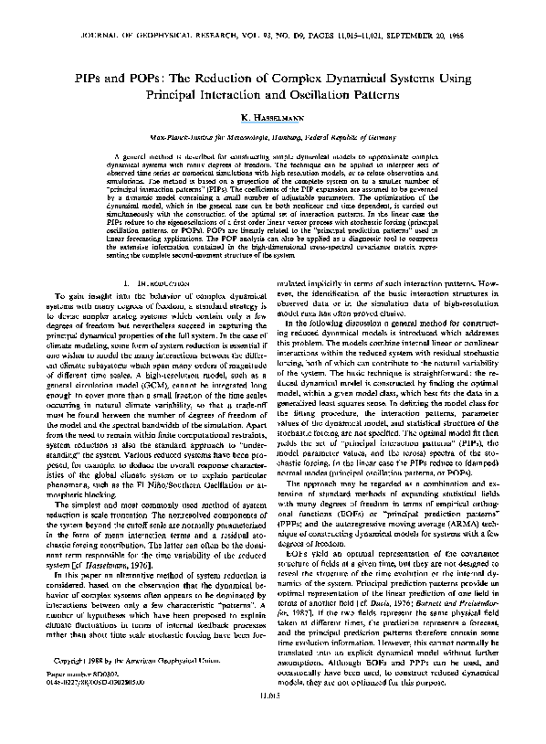 (PDF) PIPs and POPs: The reduction of complex dynamical systems using principal interaction and ...