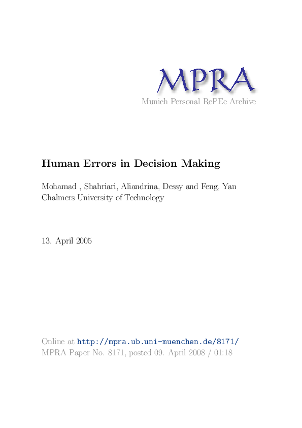 (PDF) Human Errors in Decision Making