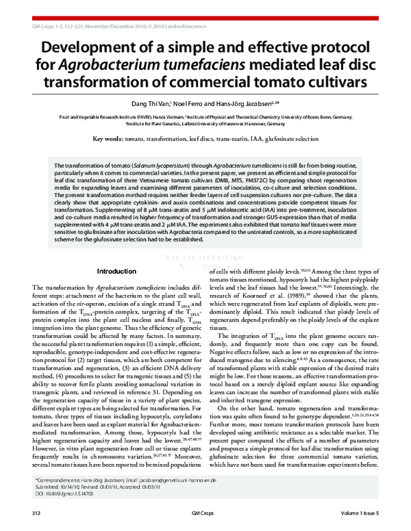 (PDF) Development of a simple and effective protocol for Agrobacterium ...