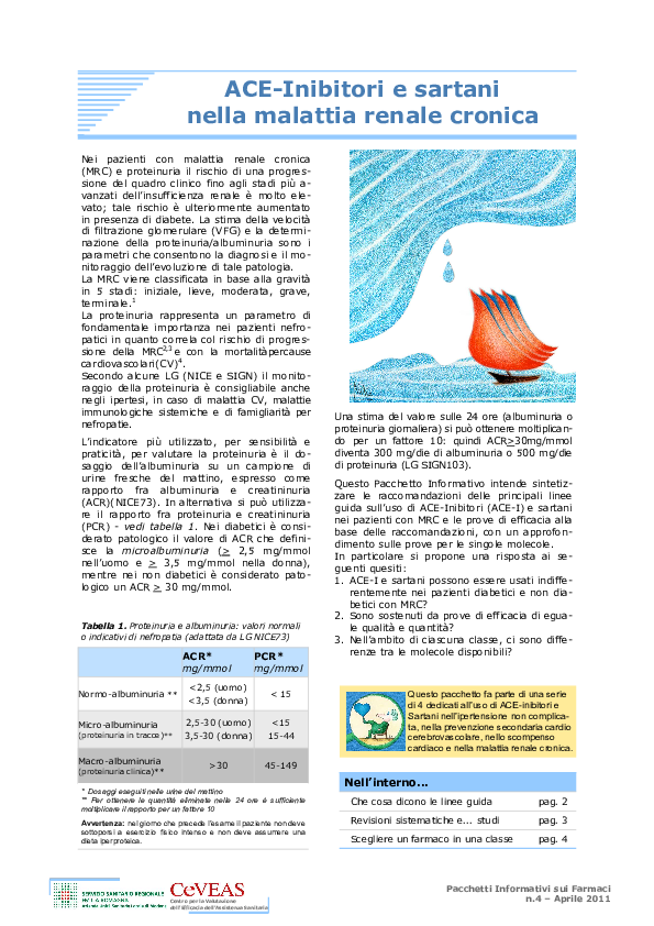 (PDF) Ace-inibitori e sartani nella malattia renale cronica