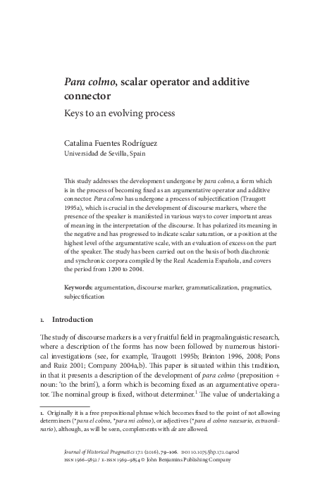 (PDF) Para colmo, scalar operator and additive connector: Keys to an ...