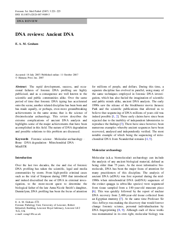 (PDF) DNA reviews: Ancient DNA