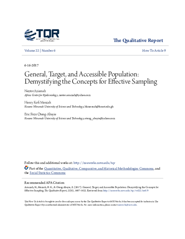 (PDF) The Qualitative Report General, Target, and Accessible Population ...