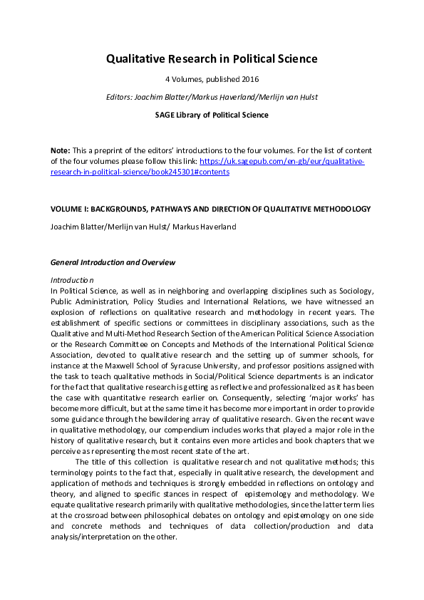 (PDF) Qualitative Research in Political Science. Introductions to the ...