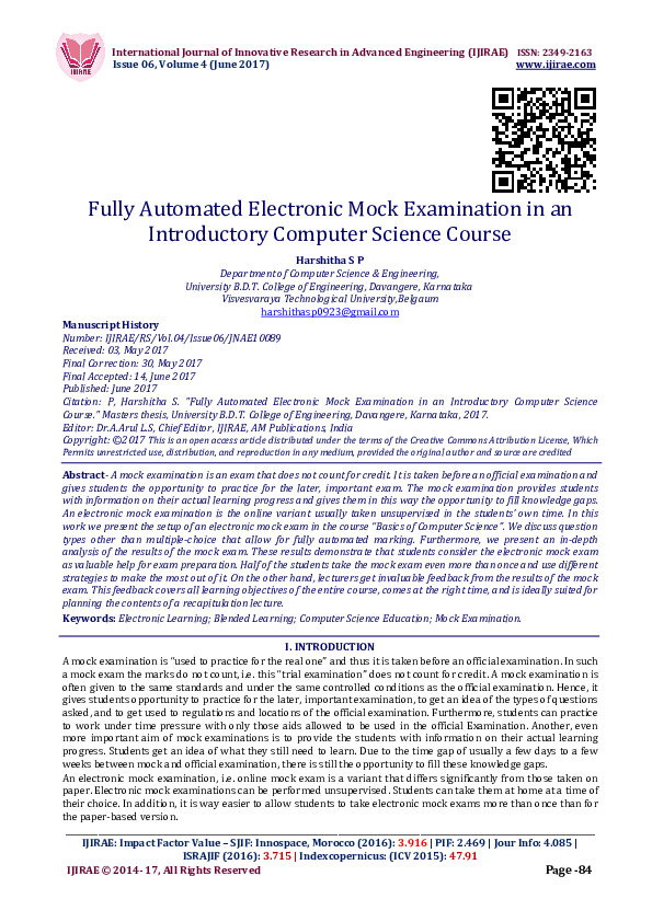 (PDF) Fully Automated Electronic Mock Examination in an Introductory ...