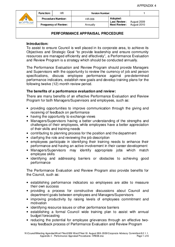 (PDF) PERFORMANCE APPRAISAL PROCEDURE