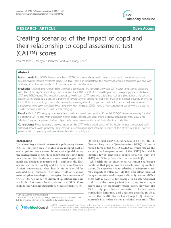 (PDF) Creating scenarios of the impact of copd and their relationship ...