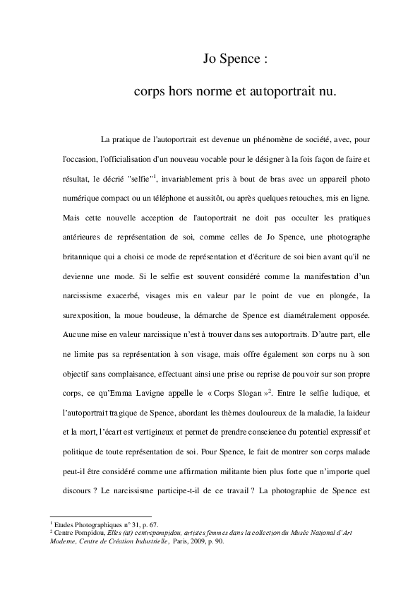 (DOC) Jo Spence: corps hors-norme et autoportrait nu