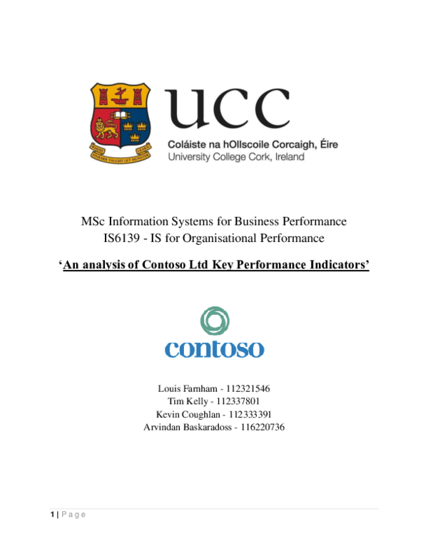(PDF) IS for Organisational Performance 'An analysis of Contoso Ltd Key ...