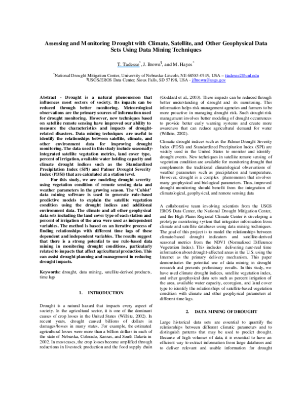 (PDF) Assessing and Monitoring Drought with Climate, Satellite, and Other Geophysical Data Sets ...