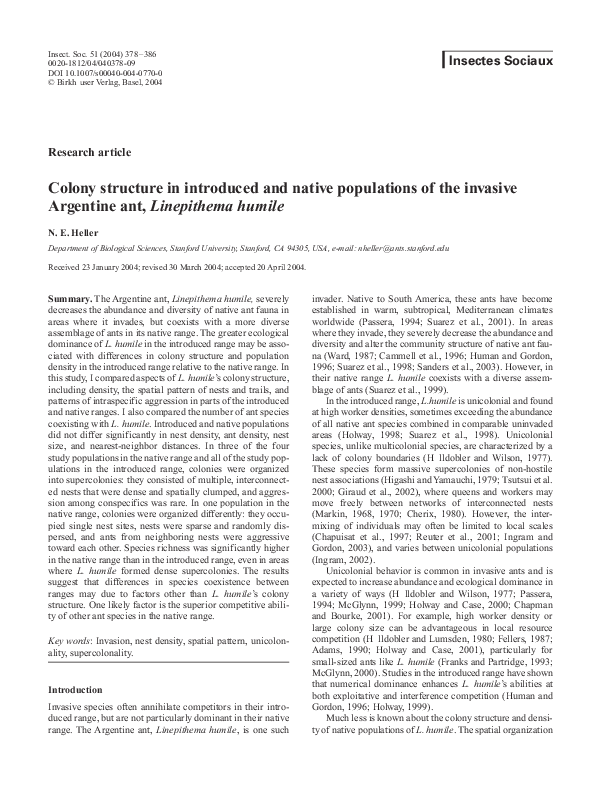 (PDF) Invasion of four argentine ant supercolonies into kobe port ...