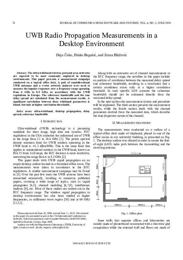 (PDF) UWB Radio Propagation Measurements in a Desktop Environment