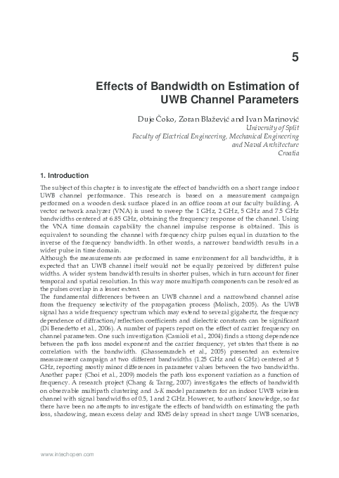 (PDF) Effects of Bandwidth on Estimation of UWB Channel Parameters