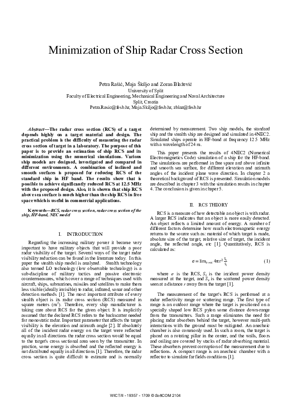 Pdf Minimization Of Ship Radar Cross Section