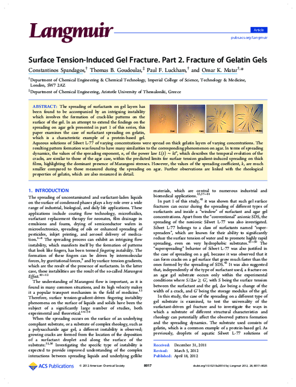 (PDF) Surface Tension-Induced Gel Fracture. Part 2. Fracture of Gelatin ...