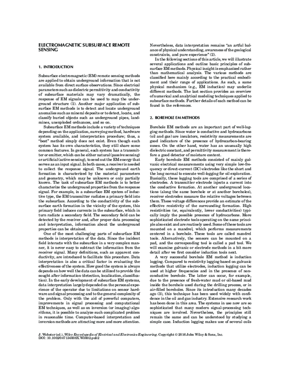 (PDF) ELECTROMAGNETIC SUBSURFACE REMOTE SENSING