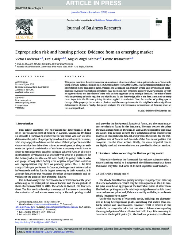 (PDF) Expropriation risk and housing prices: Evidence from an emerging ...