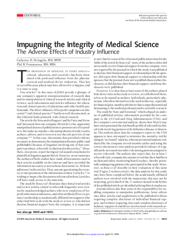 (PDF) Impugning the Integrity of Medical Science